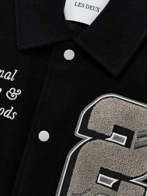LES DEUX Wool-blend Varsity Jacket - Black