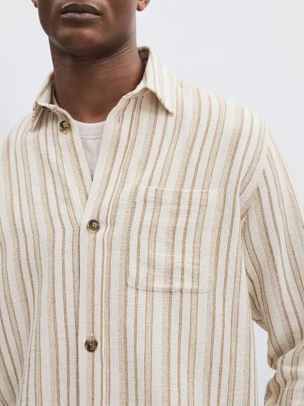 LES DEUX Cotton-blend Stripe Overshirt