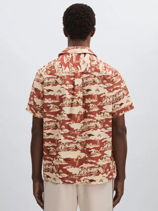 LES DEUX Ruins-print Cuban-collar Shirt