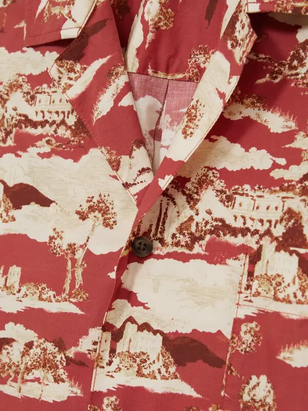 LES DEUX Ruins-print Cuban-collar Shirt