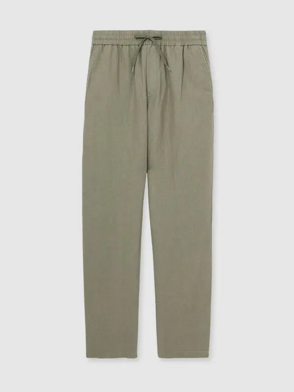 LES DEUX Patrick Drawstring Trousers - Green/ivory