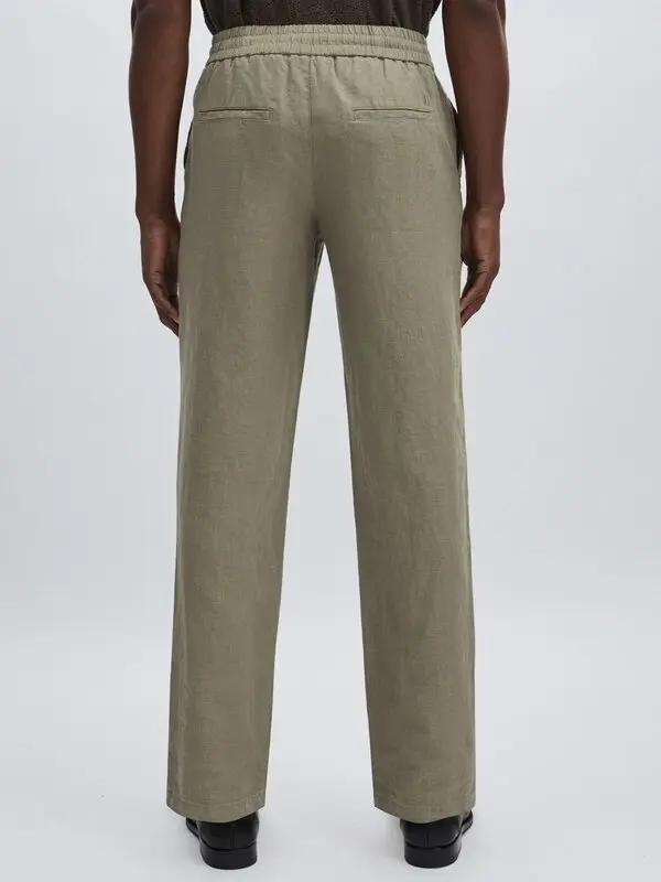 LES DEUX Patrick Drawstring Trousers - Green/ivory