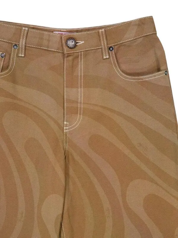 Emilio Pucci Marmo-print Canvas Trousers - Neutrals