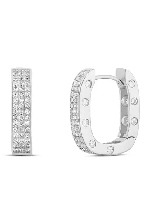 SHYMI Pavé Chunky Horseshoe Hoop Earrings - Silver