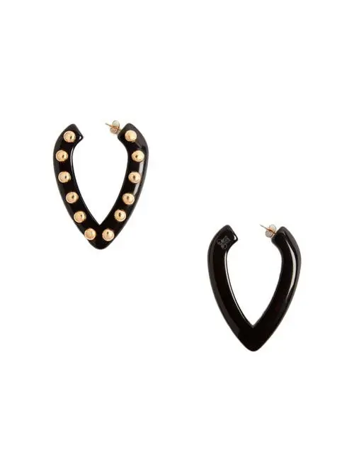 La DoubleJ Mini Dew Two-tone Stud Earrings - Solid Black