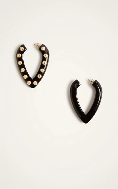 La DoubleJ Mini Dew Two-tone Stud Earrings - Solid Black