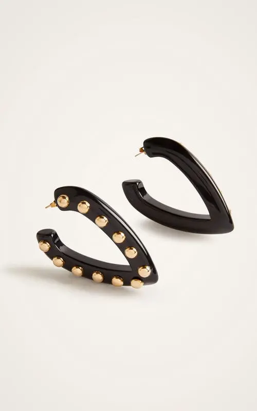 La DoubleJ Mini Dew Two-tone Stud Earrings - Solid Black