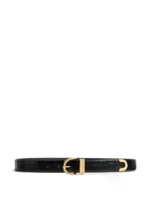 Khaite Crocodile-embossed Leather Belt - Black