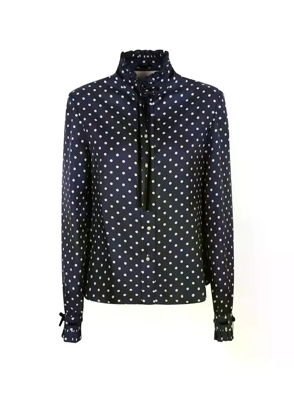 Valentino Garavani Plus De Pois-print Twill Shirt - Blue