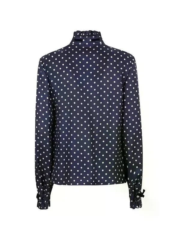 Valentino Garavani Plus De Pois-print Twill Shirt - Blue