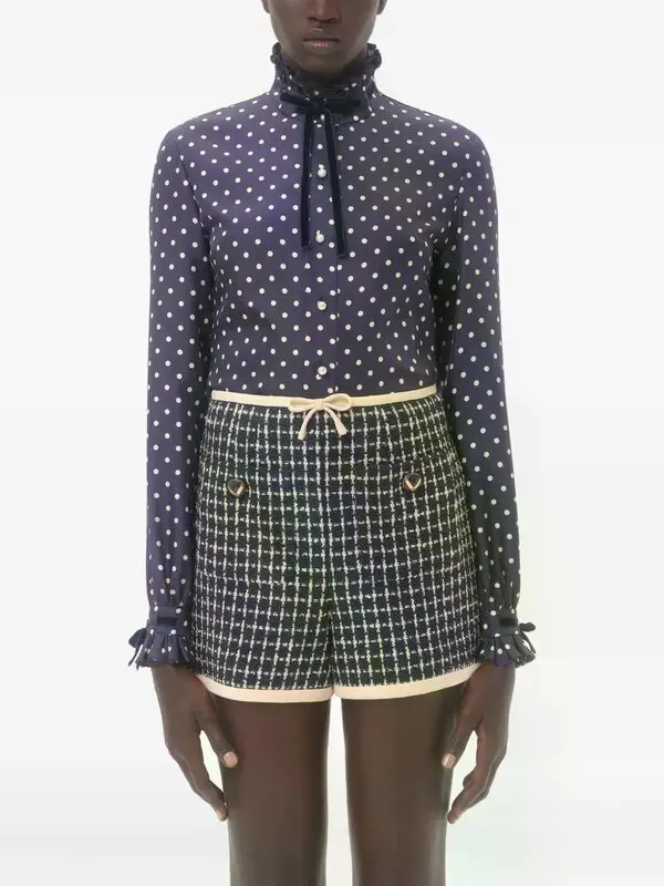 Valentino Garavani Plus De Pois-print Twill Shirt - Blue
