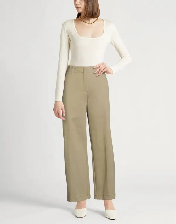 ALYSI Wide-leg Cotton Gabardine Stretch Trousers