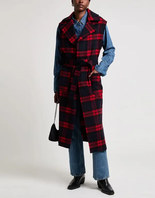 SHIRTAPORTER Belted Tartan Sleeveless Coat