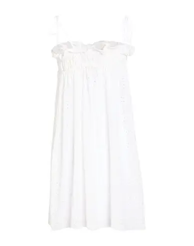 knee length dresses for ladies GANNI Cotton Poplin Gathered U-Neck Mini Dress