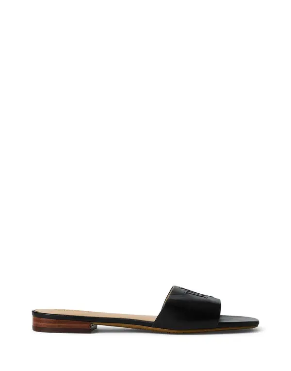Ralph Lauren Everley Calfskin Slide Sandal - Black