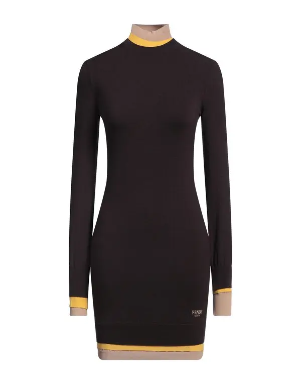 Fendi Mini Knitted Bodycon Dress - Brown