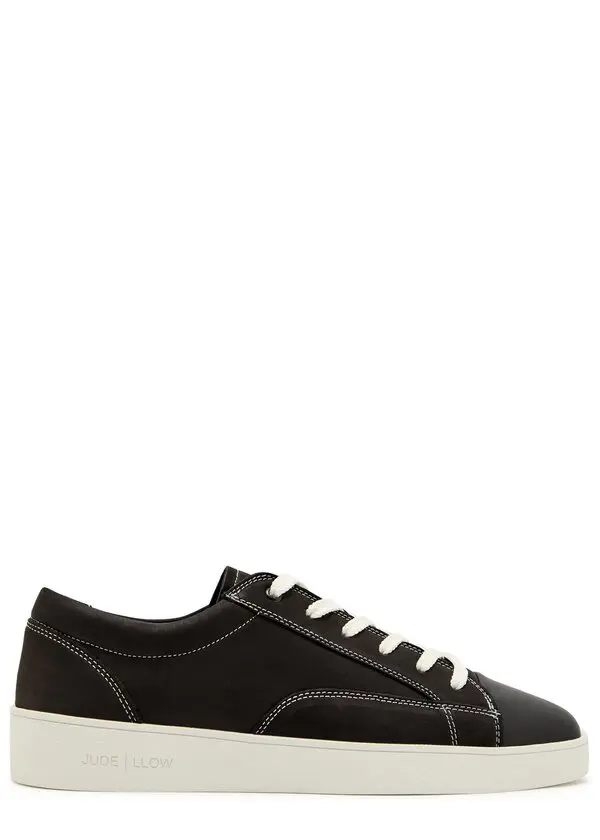 JUDE LLOW Panelled Nubuck Leather Lace-up Sneakers - Black