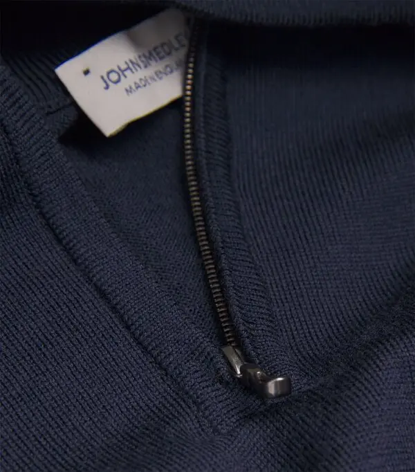 John Smedley Merino Wool Quarter-zip Sweater - Navy