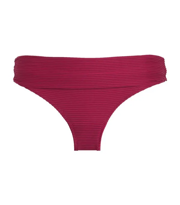 Heidi Klein Ribbed Cassis Bikini Bottom - Burgundy