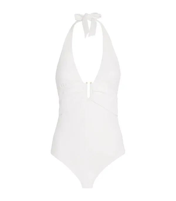 Heidi Klein Plunge U-bar Swimsuit - White