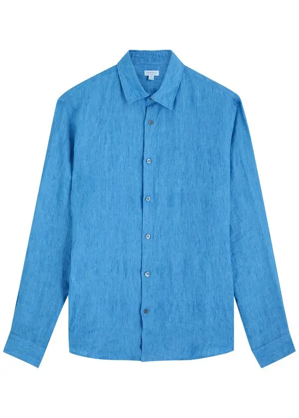 Sunspel Linen Shirt - Blue