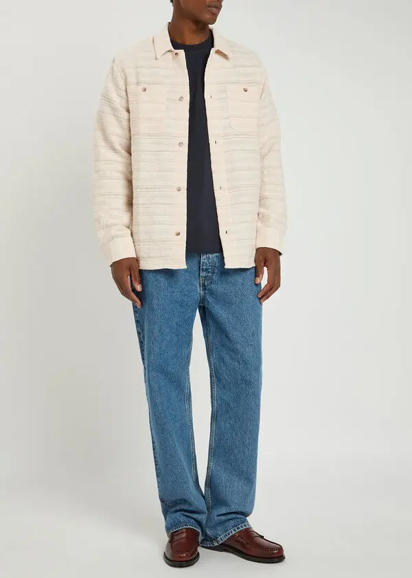 LES DEUX Jonas Embroidered Woven Overshirt Jacket