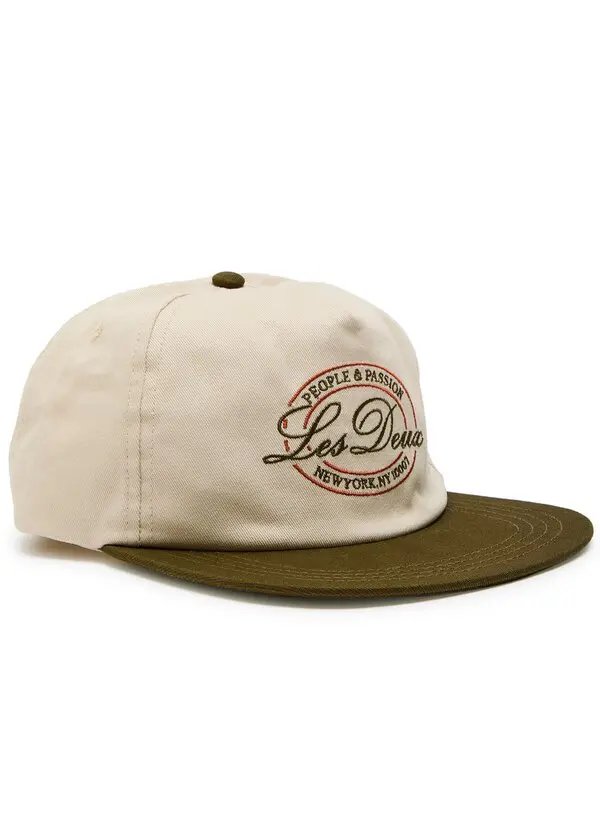 LES DEUX Glen Embroidered Twill Cap - Ivory