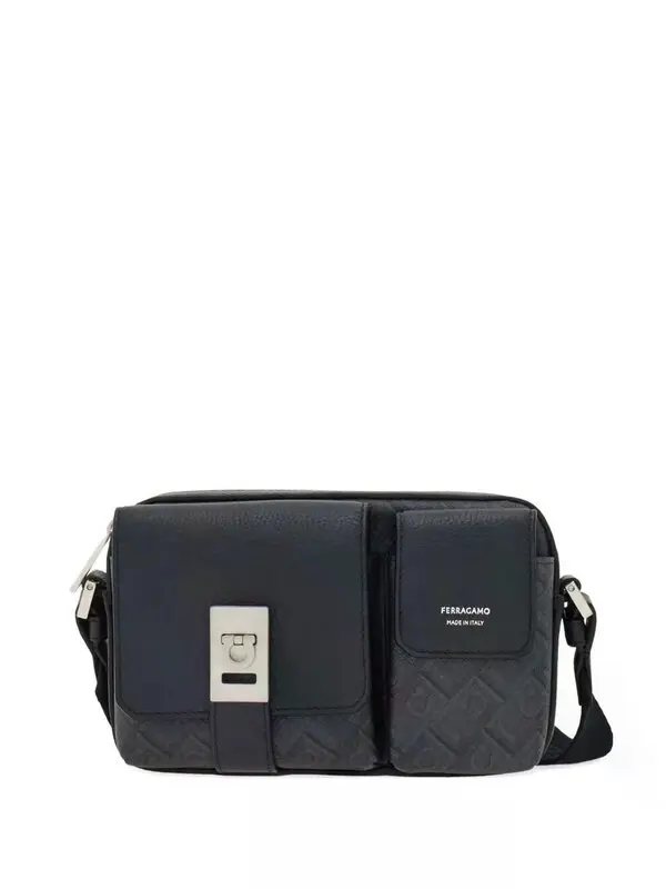 FERRAGAMO Monogram-jacquard Shoulder Bag - Black