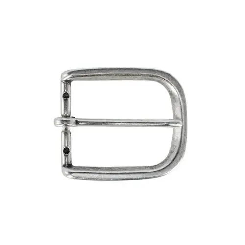 Trafalgar 35mm Solid Brass Italian Rounded Edged Harness Belt Buckle - English Silver