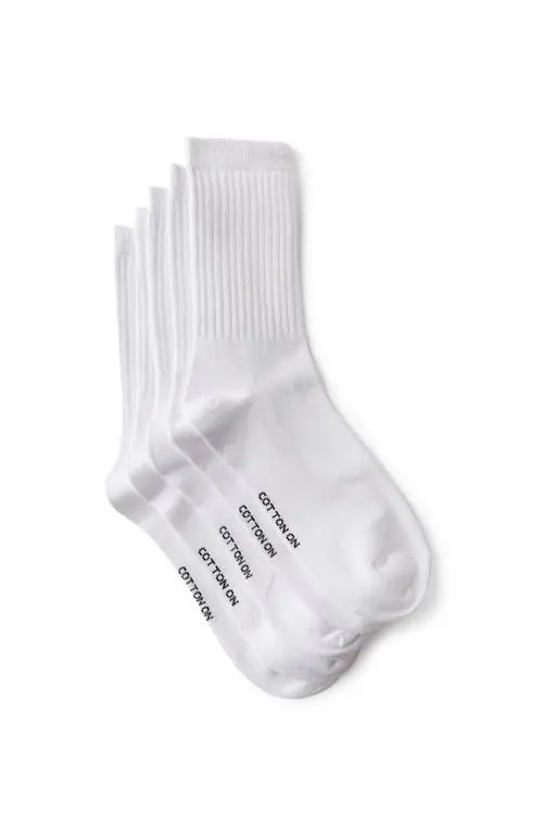 COTTON ON 5-pack Crew Socks - White