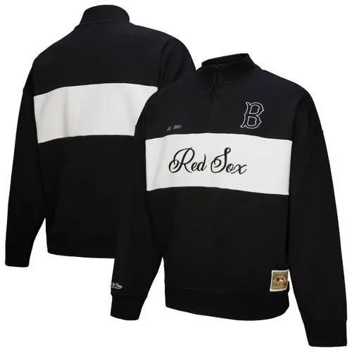 Mitchell & Ness Boston Red Sox Quarter-zip Pullover Top