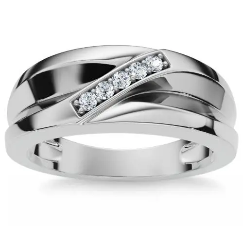 BLISS DIAMOND 10k Gold Band Ring With Lab Grown Diamonds - 10k White Gold