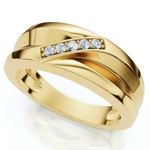 BLISS DIAMOND 10k Gold Band Ring With Lab Grown Diamonds - 10k Yellow Gold