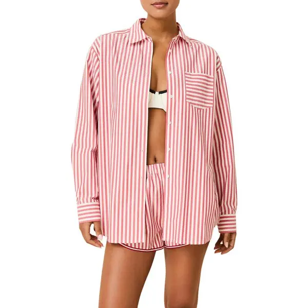 Solid & Striped The Avril Linen Blend Button-up Shirt - Lipstick Red