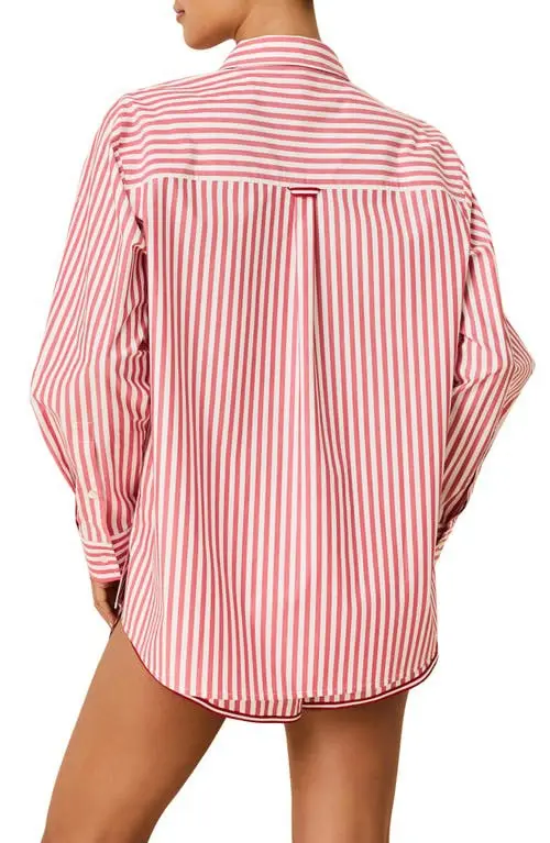 Solid & Striped The Avril Linen Blend Button-up Shirt - Lipstick Red