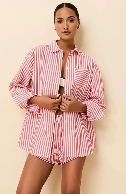Solid & Striped The Avril Linen Blend Button-up Shirt - Lipstick Red
