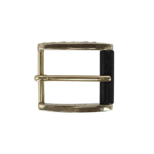 Trafalgar 35mm Italian Solid Brass Belt Buckle With Stag Horn Roller - Polished Brass