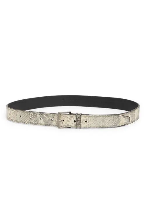 Kurt Geiger Shoreditch Snakeskin Print Leather Belt - Grey Multi
