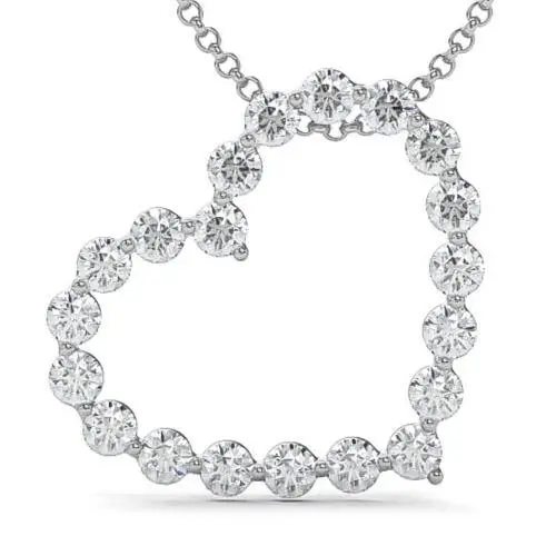 BLISS DIAMOND 1 Ct Diamond Heart Pendant Necklace - 14k White Gold