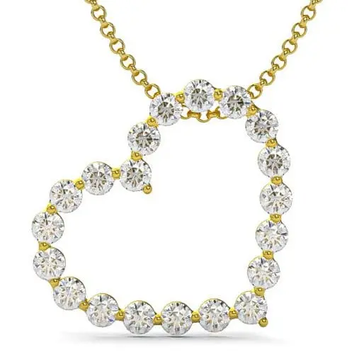 BLISS DIAMOND 1 Ct Diamond Heart Pendant Necklace - 14k Yellow Gold