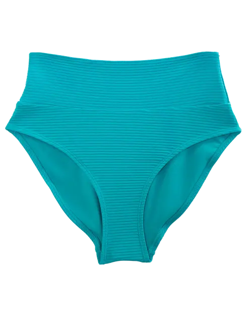 NANI Flat Ribbed High-rise Bikini Bottom - Aqua