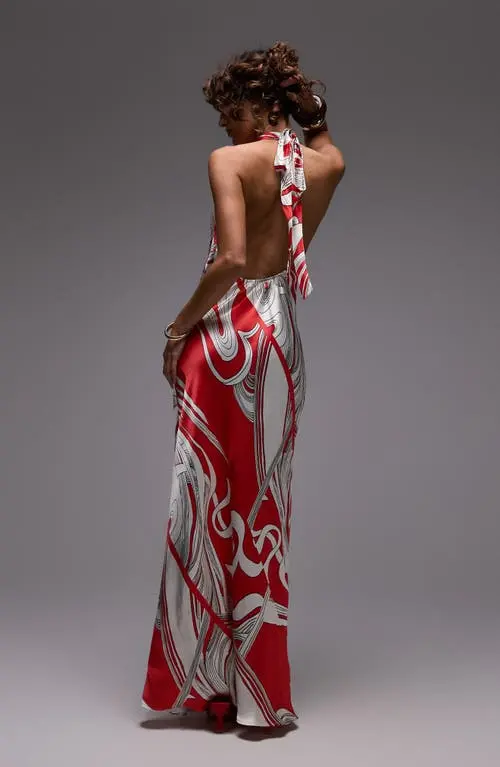 Topshop Satin Halter Maxi Dress