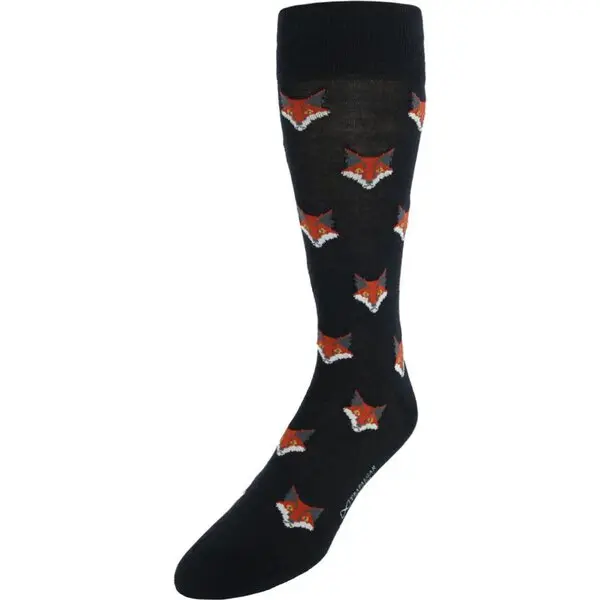Trafalgar Fox Mercerized Cotton Mid-calf Socks - Black