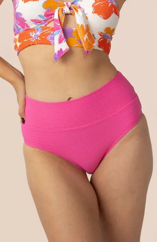NANI High-rise Ribbed Bikini Bottom - Paradise Pink