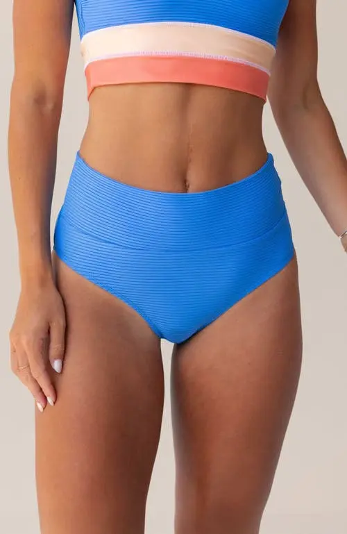 NANI High-rise Ribbed Bikini Bottom - Vivid Blue