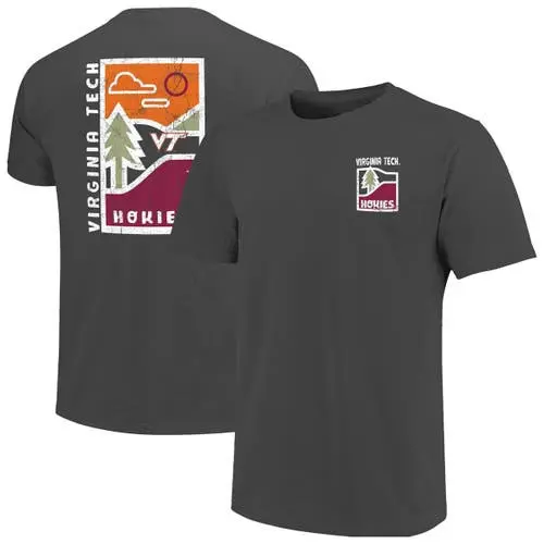 IMAGE ONE Virginia Tech Hokies Comfort Colors Minimal Vista Distressed Graphics T-shirt - Graphite