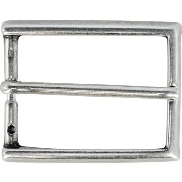 Trafalgar 35mm Italian Simply Classic Rectangular Solid Brass Harness Belt Buckle - English Silver