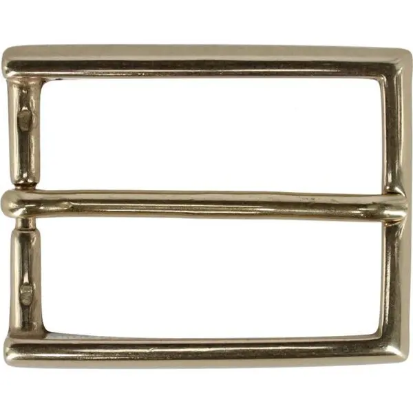 Trafalgar 35mm Italian Simply Classic Rectangular Solid Brass Harness Belt Buckle - Polished Brass