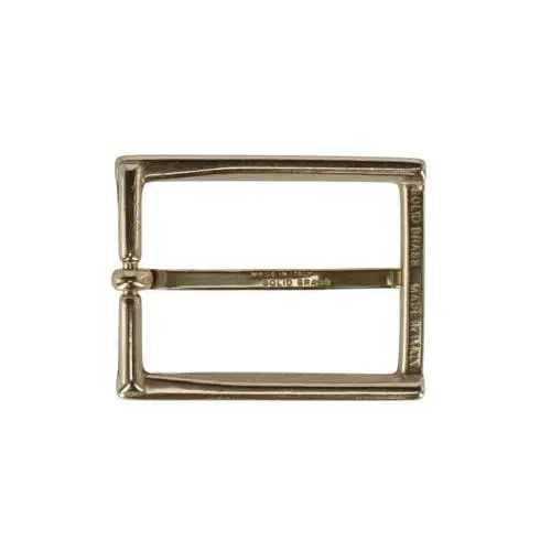 Trafalgar 35mm Italian Simply Classic Rectangular Solid Brass Harness Belt Buckle - Polished Brass