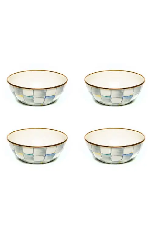 MACKENZIE-CHILDS Sterling Check® Set Of 4 Everyday Bowls - Grey/ White